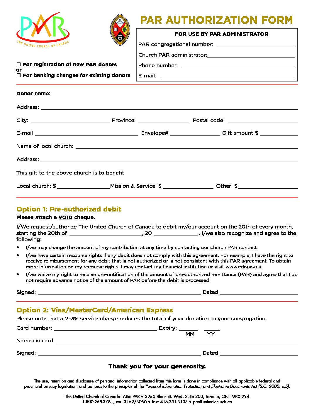 form_par-authorization - St. Paul's United Church