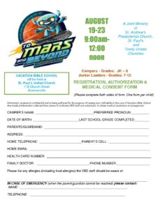 2019 VBS Registration Form PDF - St. Paul's United Church